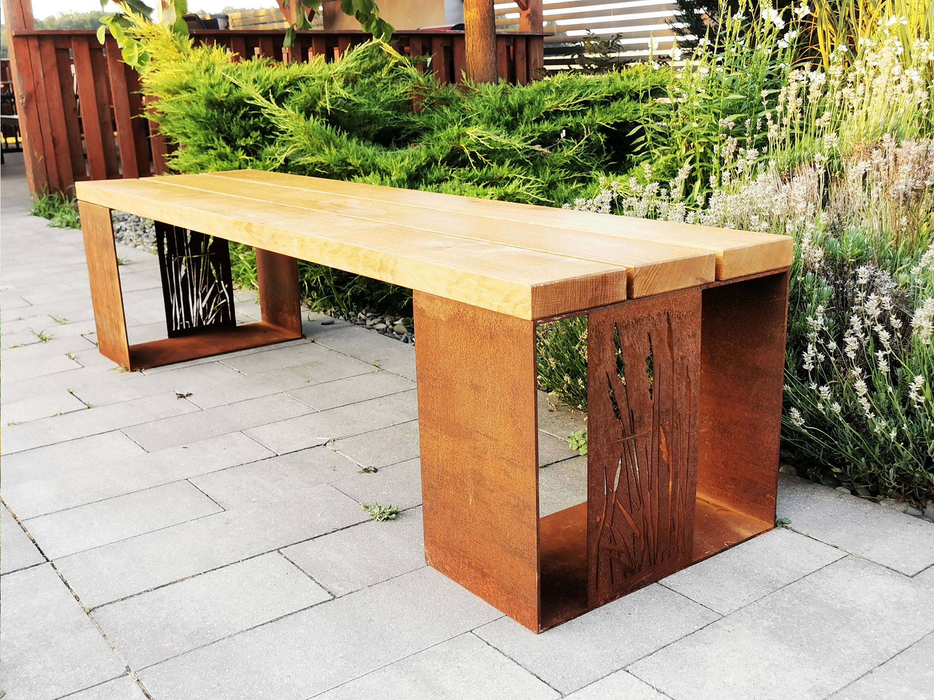 Garden Outdoor Bench. Modern Garden Bench. Wood Bench. Modern - Etsy