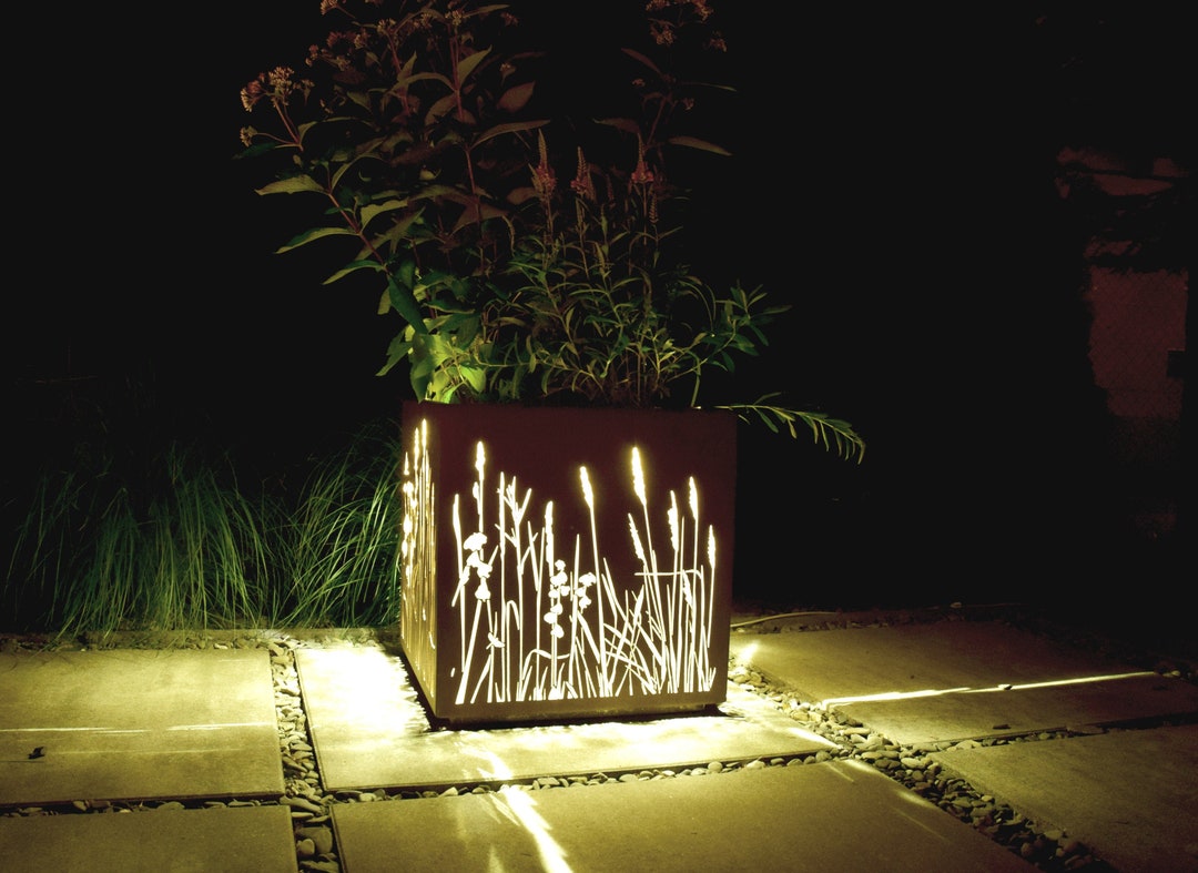 Flower Pot NATURE. Cube Shape, Adjusted Size. Corten Steel. Modern ...