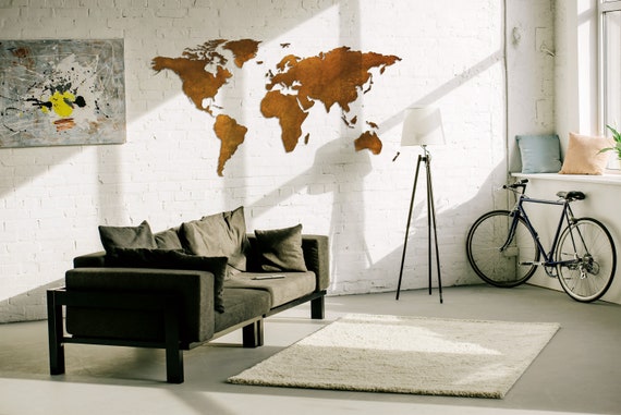 Metal World Map. Corten World Map. Magnetic Wall World Map. | Etsy UK