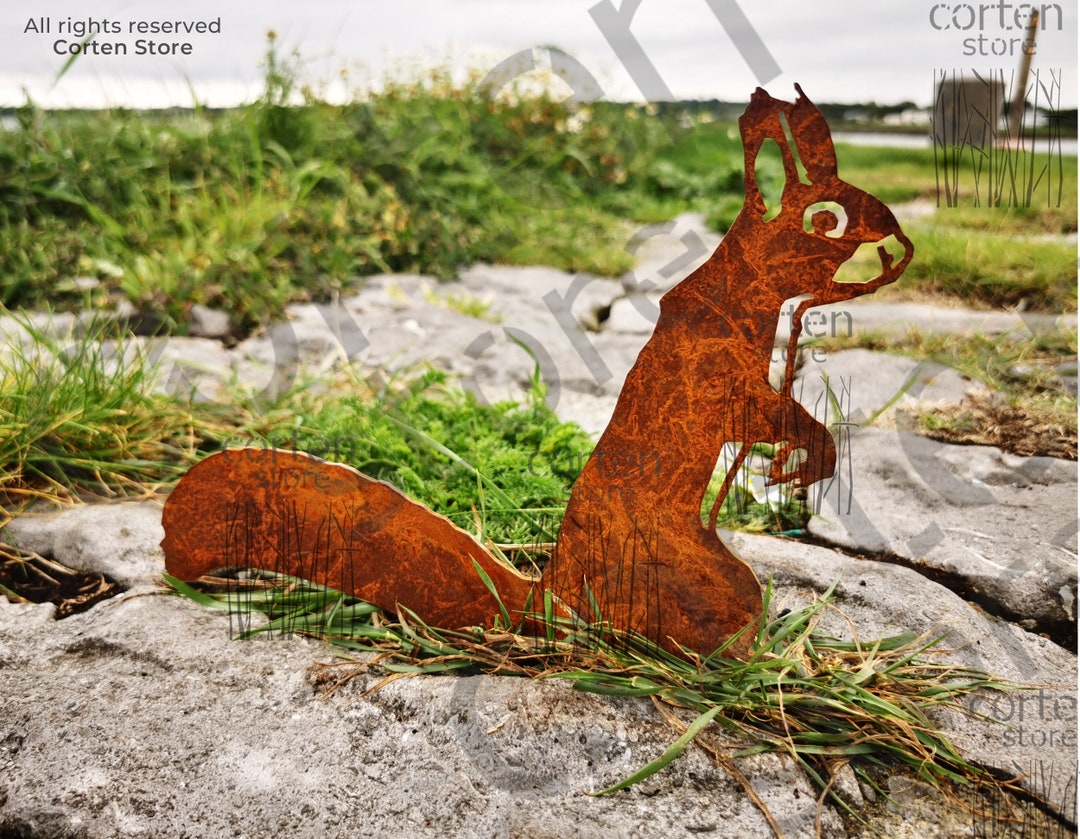 Rusty Squirrel Garden Art, Squirrel Rusted Metal Decoration, Metal ...