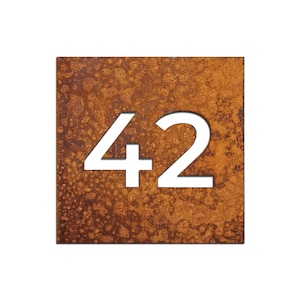 Metal House Sign Custom. Square Sign Corten. House Number Rusty Metal ...