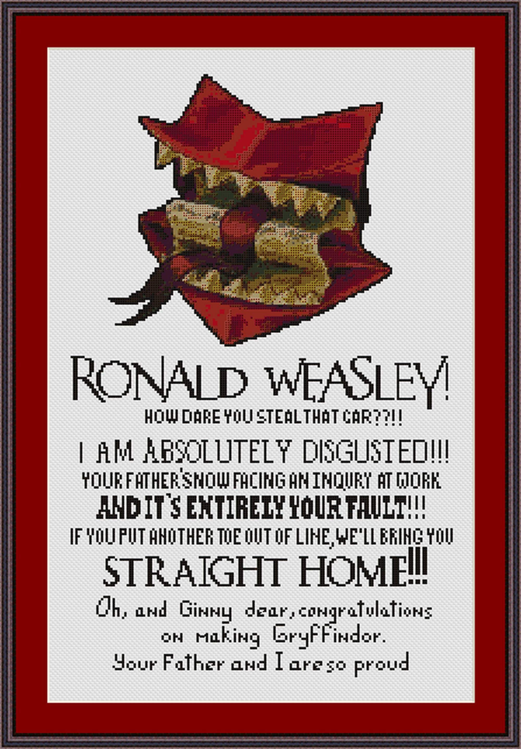 Buy 2 Get 1 Free Ron Weasley's Howler Cross Stitch Pattern - Etsy