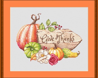 Give Thanks Cross Stitch - Etsy