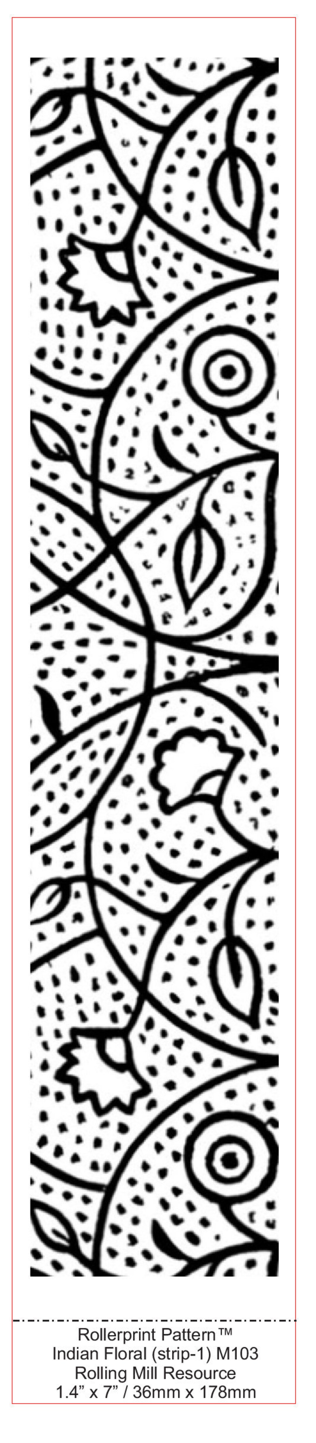 M103, Indian Floral (strip #1), Patterned Metal, 1.4" X 7" (roll ...