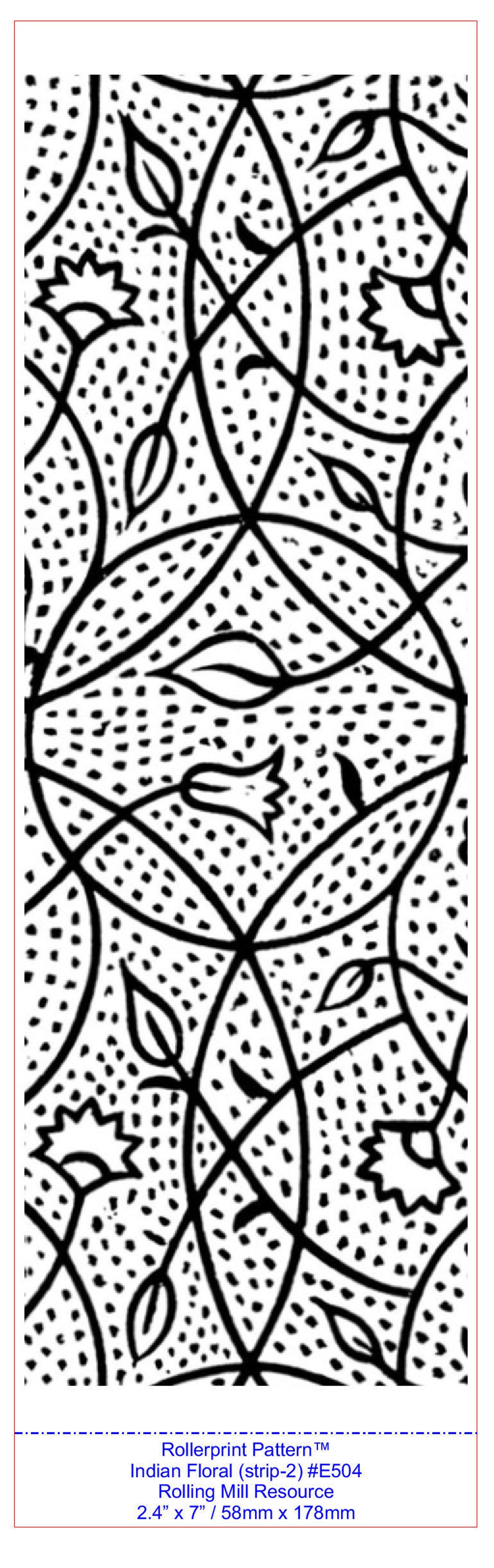 E504, Indian Floral (strip #2), Patterned Metal, 2.3" X 7" (roll ...