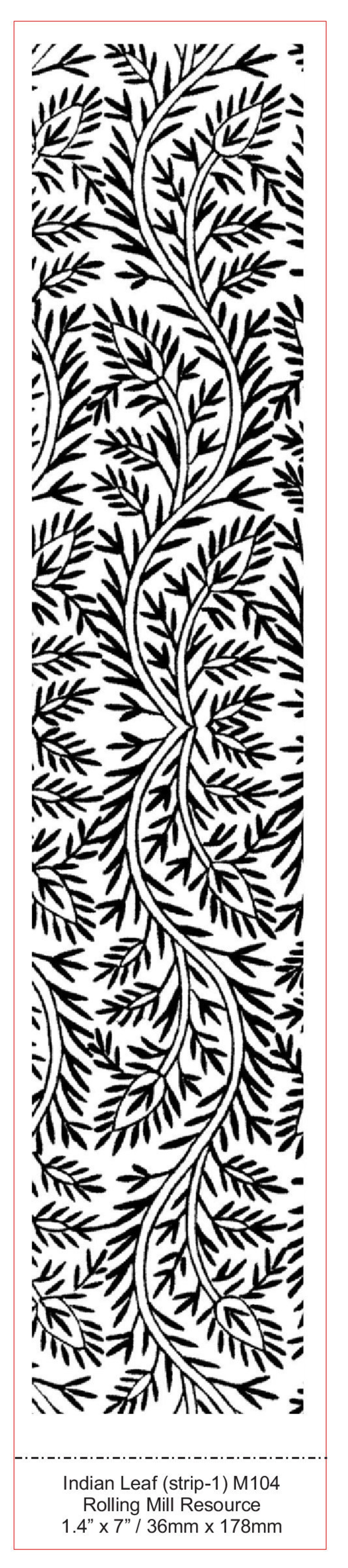 M104, Indian Leaf (strip #1), Patterned Metal, 1.4" X 7" (roll Printed ...