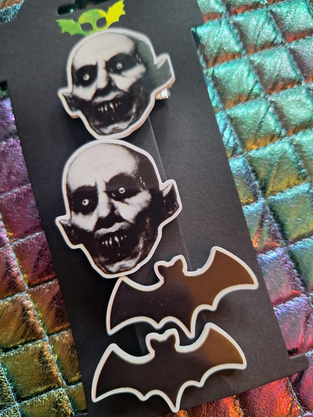 Nosferatu Bat Barrettes Set- Halloween Jewelry - Spooky Goth Barrettes ...