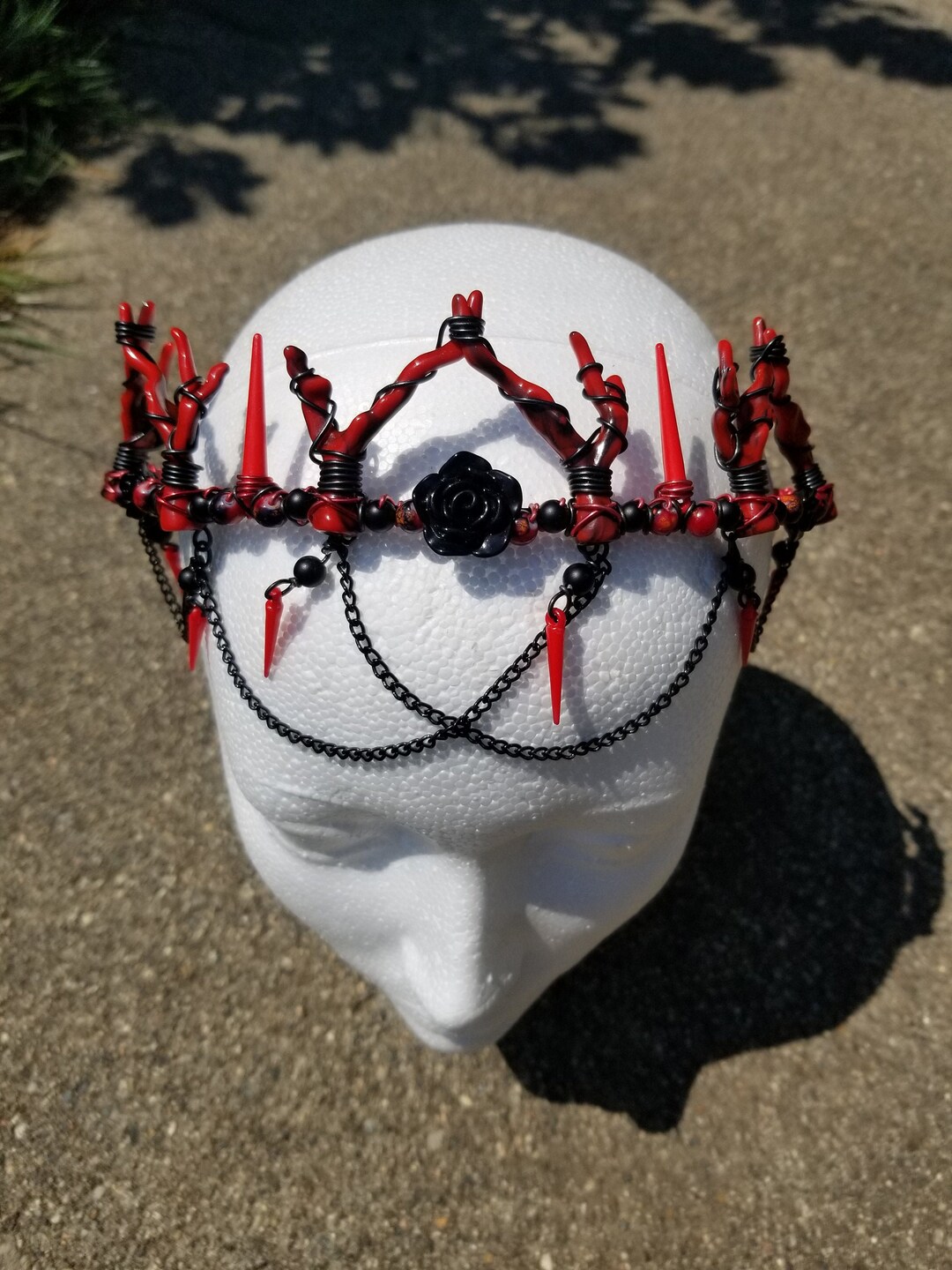Blood Queen Antler Crown - Wire Wrapped Resin Tiara - Red Black Gothic ...