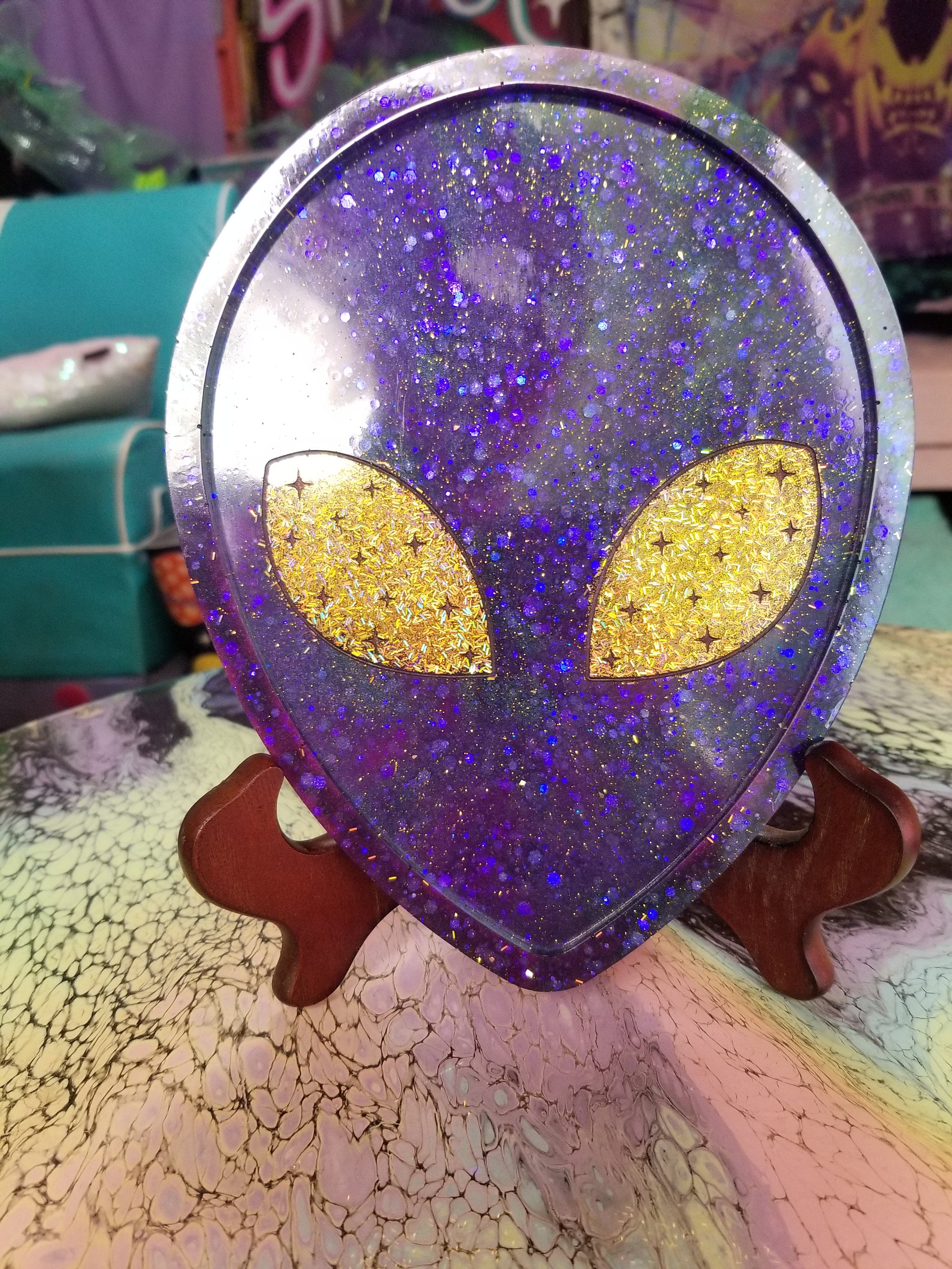 Holographic Alien Rolling Tray Resin Glitter Rolling Tray | Etsy