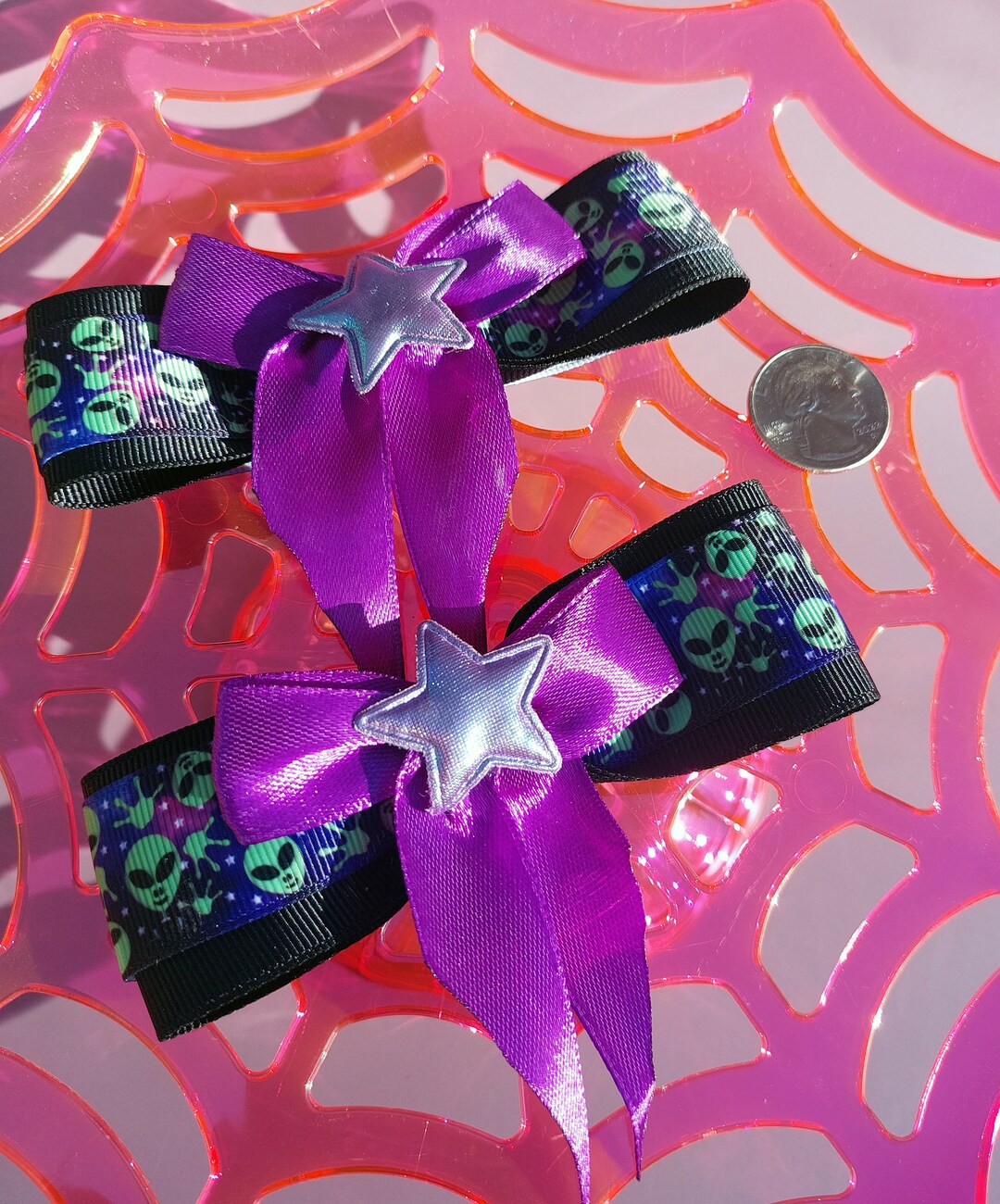 Purple Alien Bow Set Kawaii Lolita Hair Bows Space UFO - Etsy