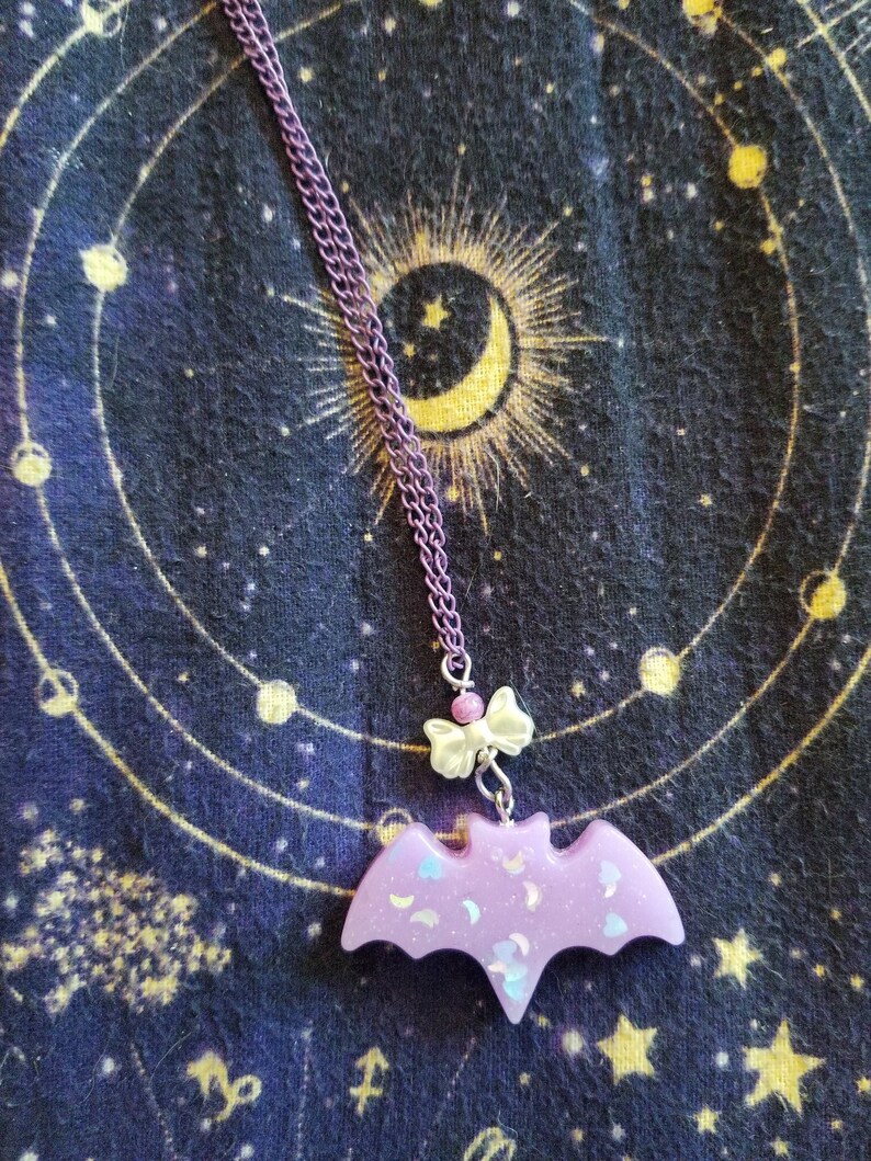 Pastel Goth Bat Necklace Lavender Nu Goth Jewelry Glow in | Etsy
