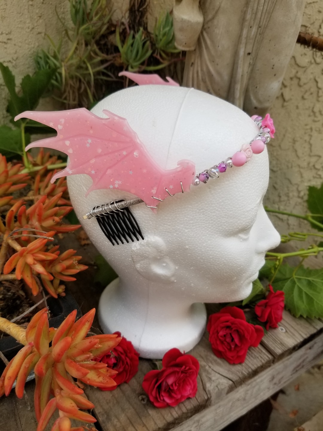 Pastel Pink Bat Wings Tiara - Kawaii Magical Girl Cosplay - Demon ...