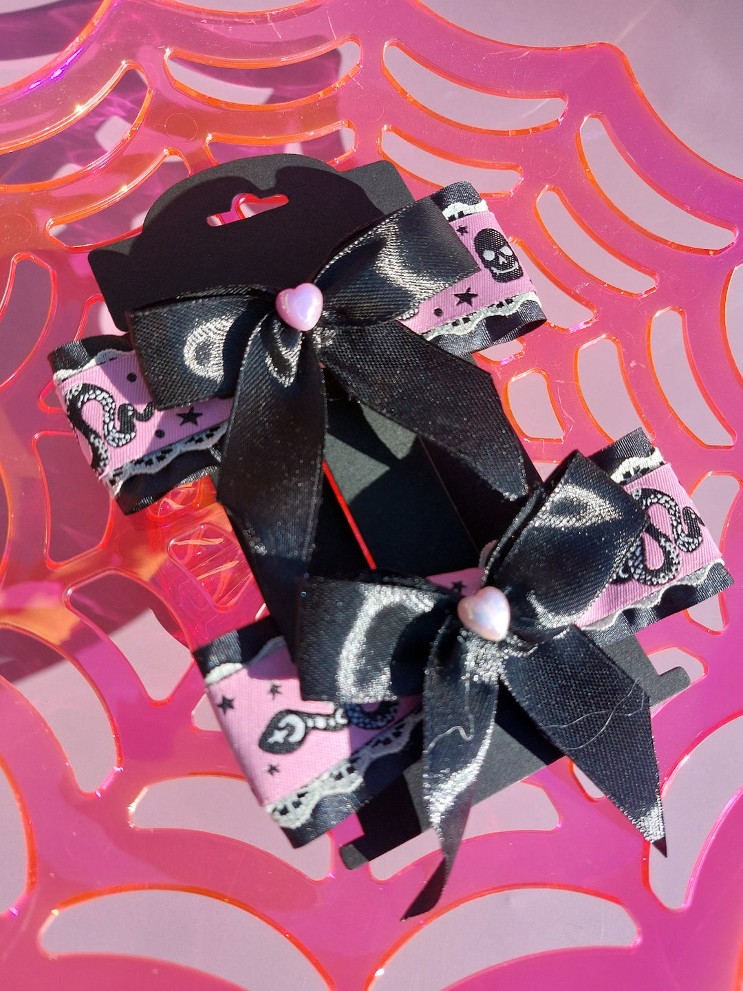 Vintage Halloween Bow Set Rustic Halloween Lolita Hair Bows Spooky Goth ...