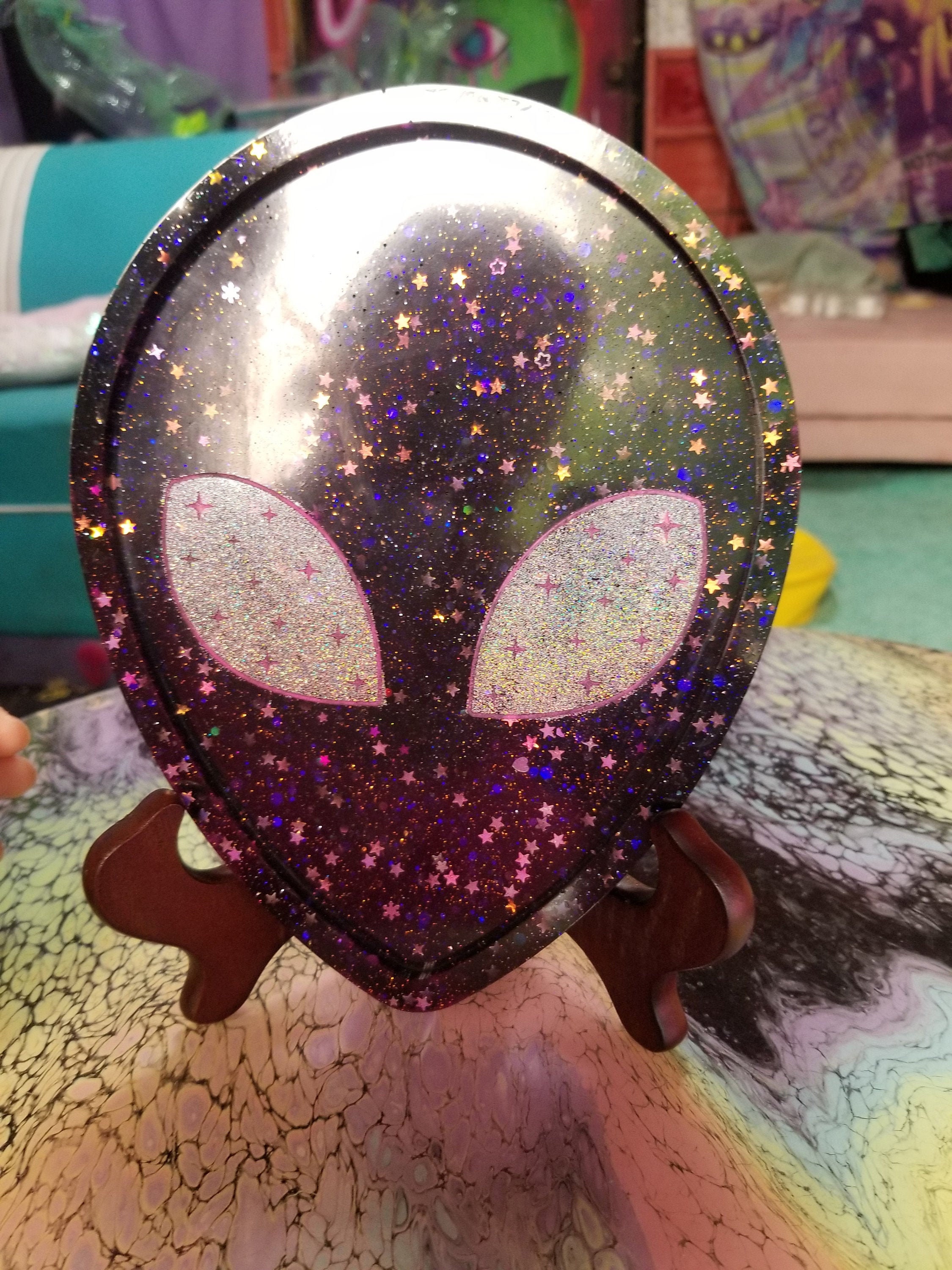 Pink Holographic Alien Rolling Tray Stoner Gift Glow in | Etsy