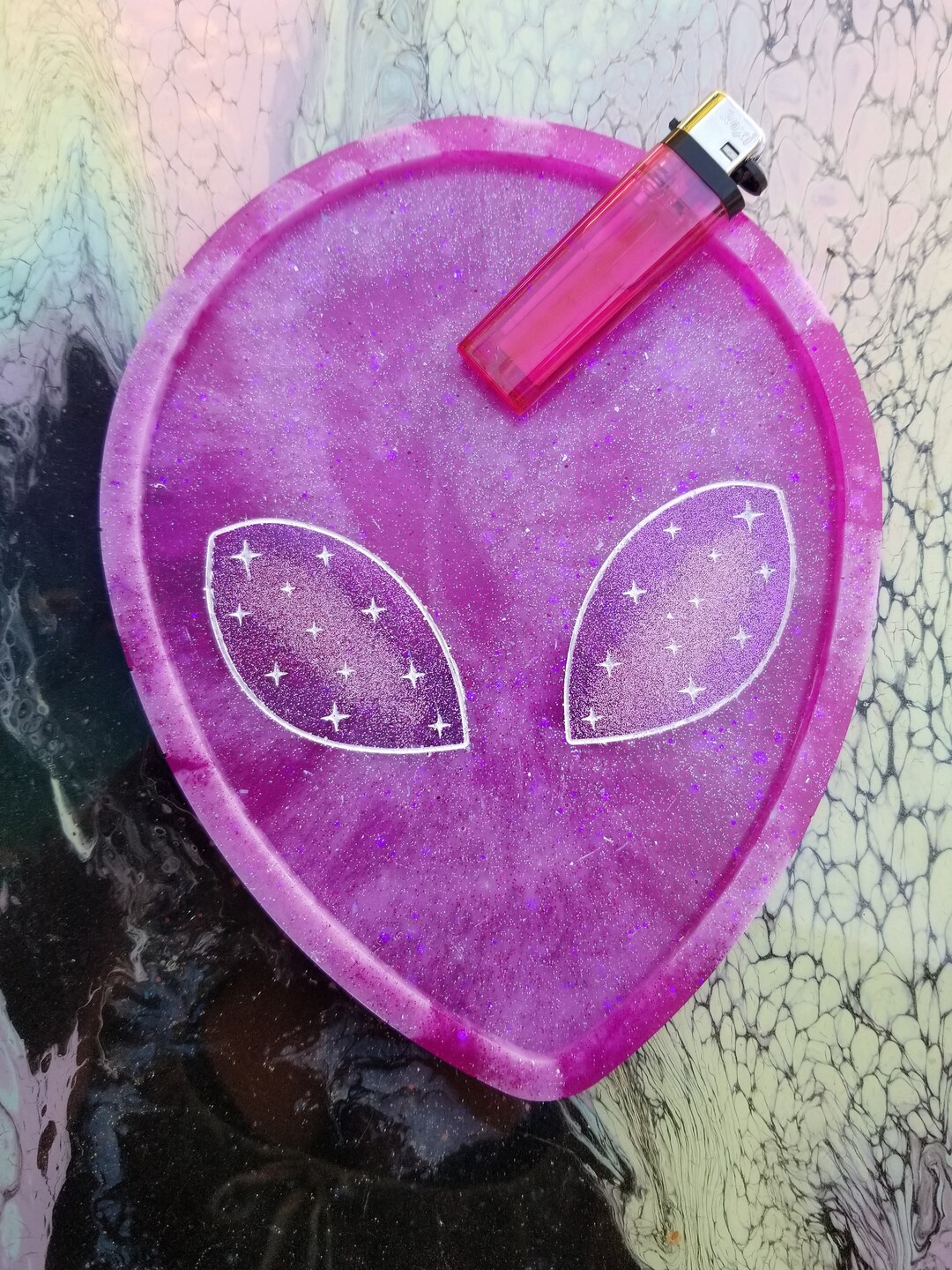 Pink Glitter Alien Jewelry Tray - Stoner Birthday Gift - Weed Rolling ...