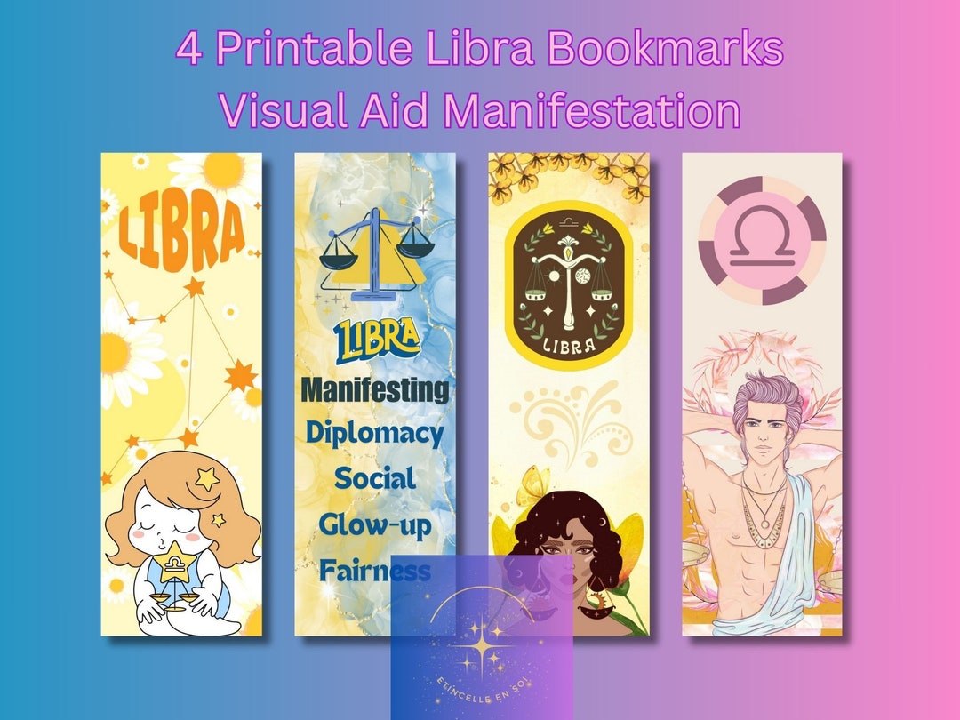 4 Printable Libra Bookmarks | Manifesting | Birth Month Zodiac ...