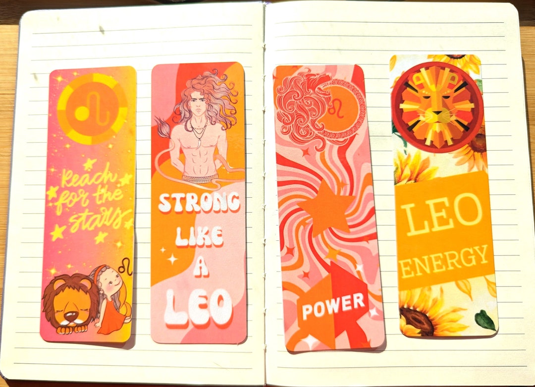 4 Printable Leo Bookmarks | Witch Book Gift | Manifesting | Birth Month ...