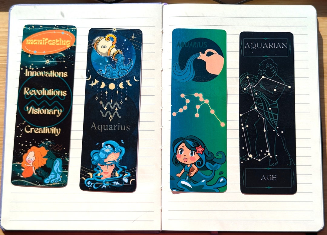 4 Printable Aquarius Bookmarks | Astrological Constellation ...