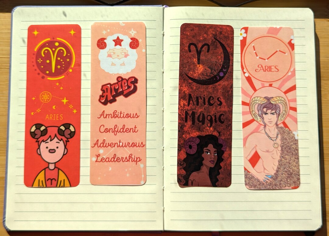 4 Printable Aries Bookmarks | Instant Download Gift Set | Digital ...