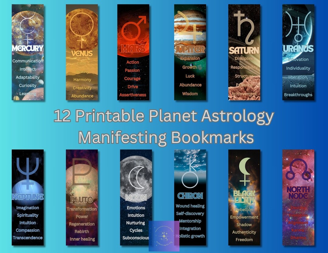 12 Printable Planet Bookmarks | Manifesting Visual Aid | Birth Chart ...