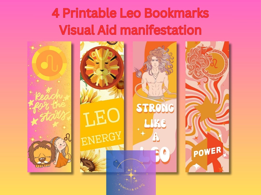 4 Printable Leo Bookmarks Junk Journal Kit Scrapbook Ephemera JPG, PNG ...