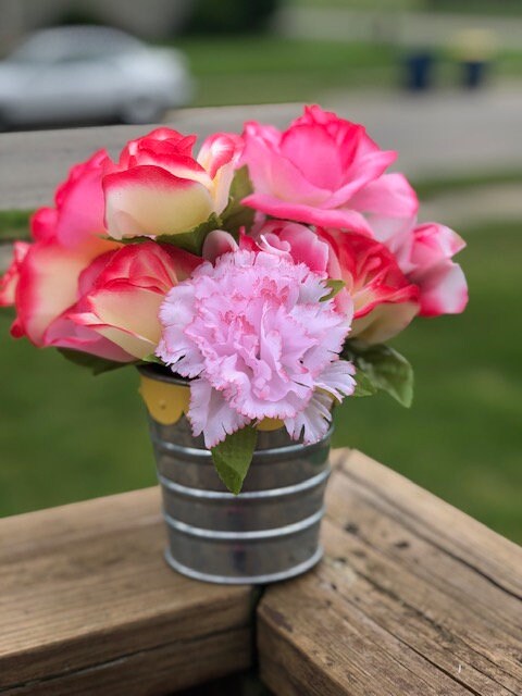 Hot Pink and Light Pink Rose Bucket - Etsy
