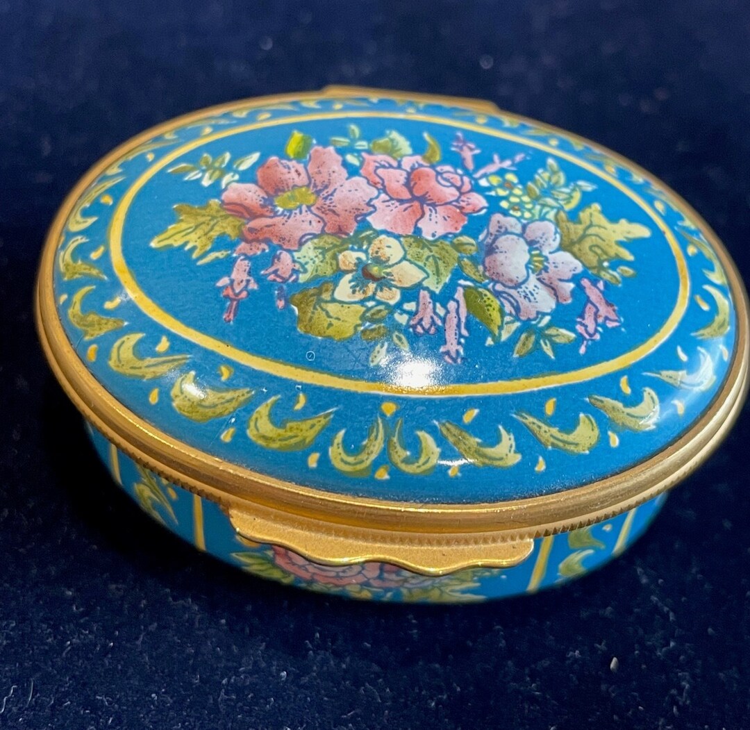 Halcyon Days Turquoise Enamel Box - Etsy