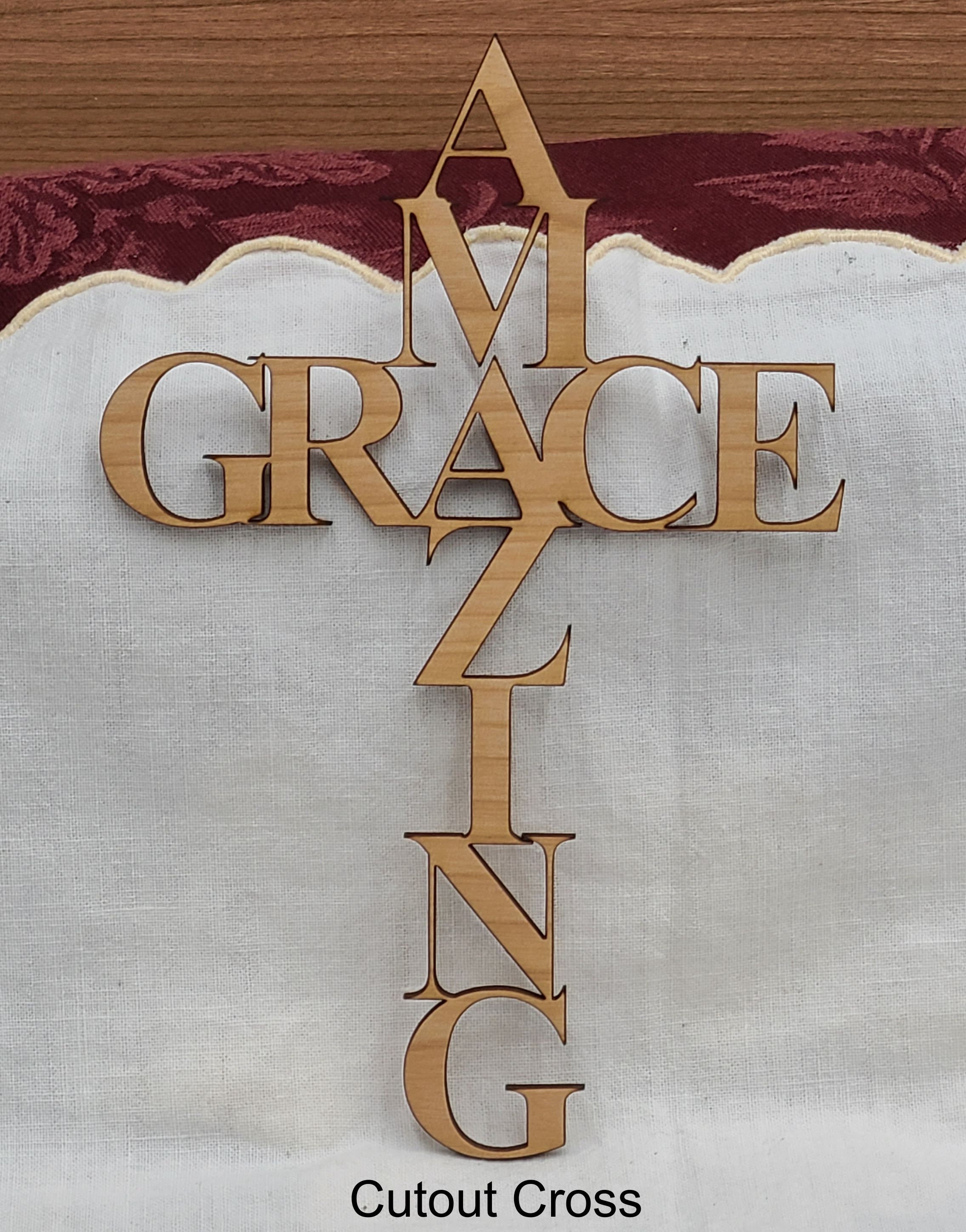 Custom laser engraved cross Amazing Grace Religious Home | Etsy