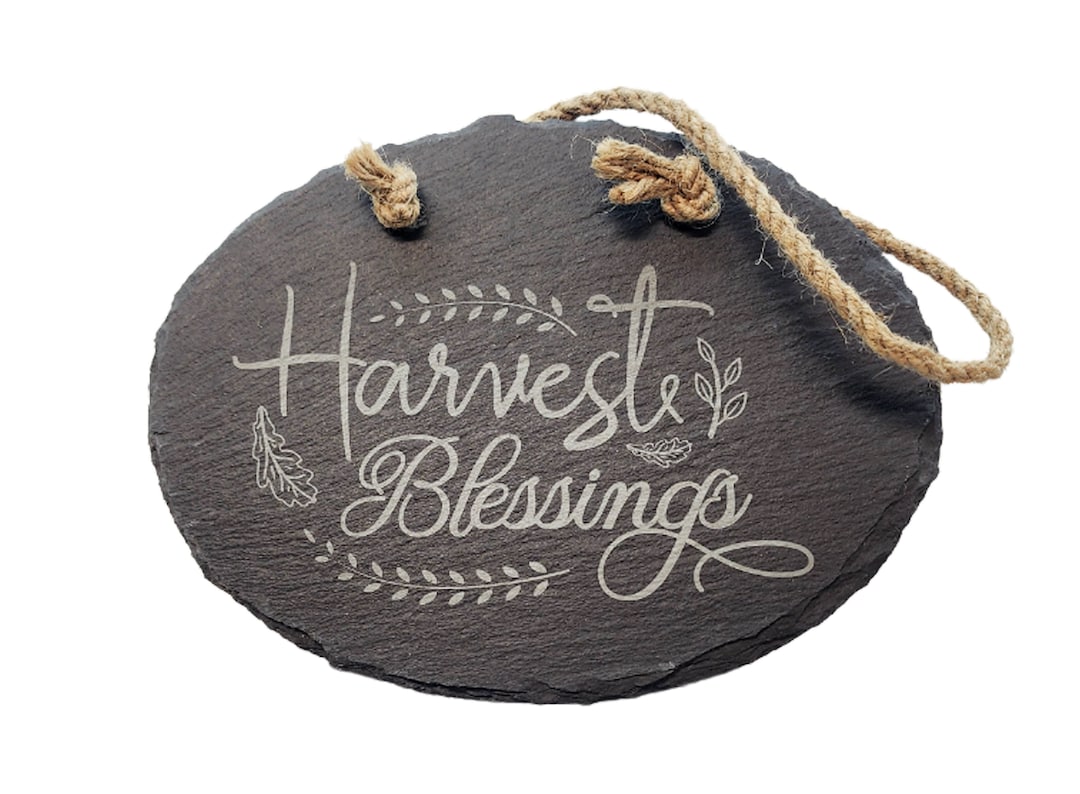 Rustic Laser Engraved Round Slate Wall Hanging - Farmhouse Style Living ...