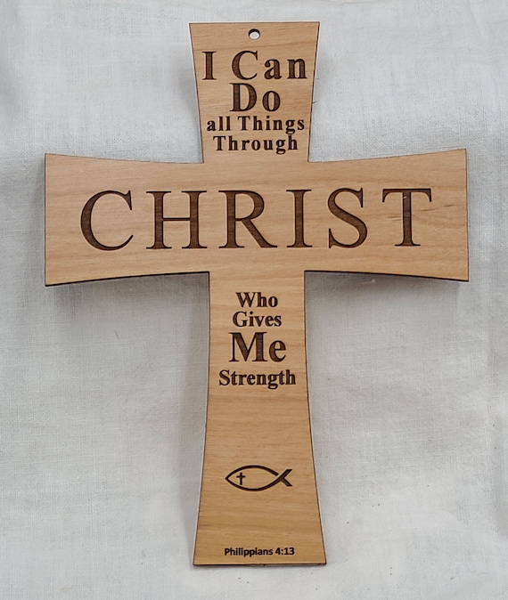 Custom Laser Engraved Cross Philippians 4:13 Religious Home | Etsy