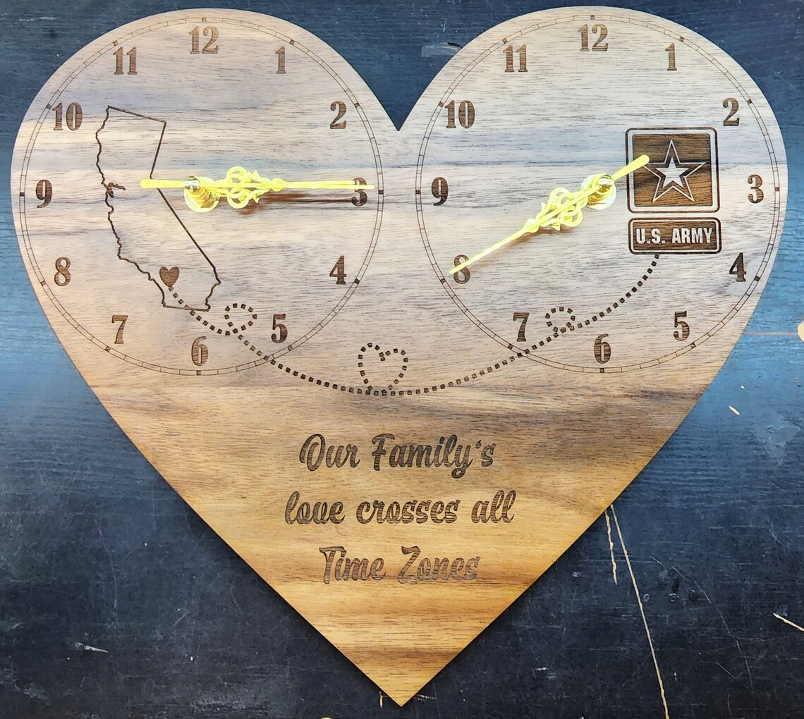 Personalized Dual Time Zone Clock Personalized Time Zone - Etsy