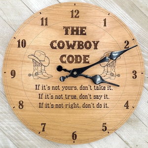 Personalized Clock, Cowboy Code Clock, Wedding Gift, Anniversary Gift ...