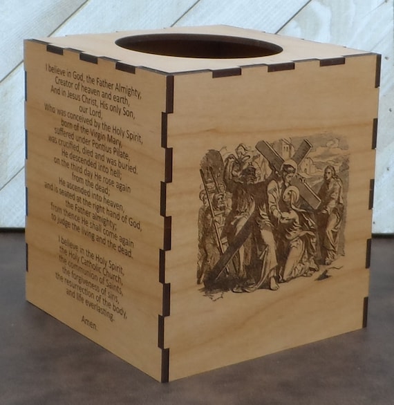 Laser Engraved Wood Tissue Box Cover Square Religious Holder | Etsy