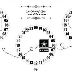 Personalized Dual Time Zone Clock: Laser Engraved Hardwood Wall Decor ...