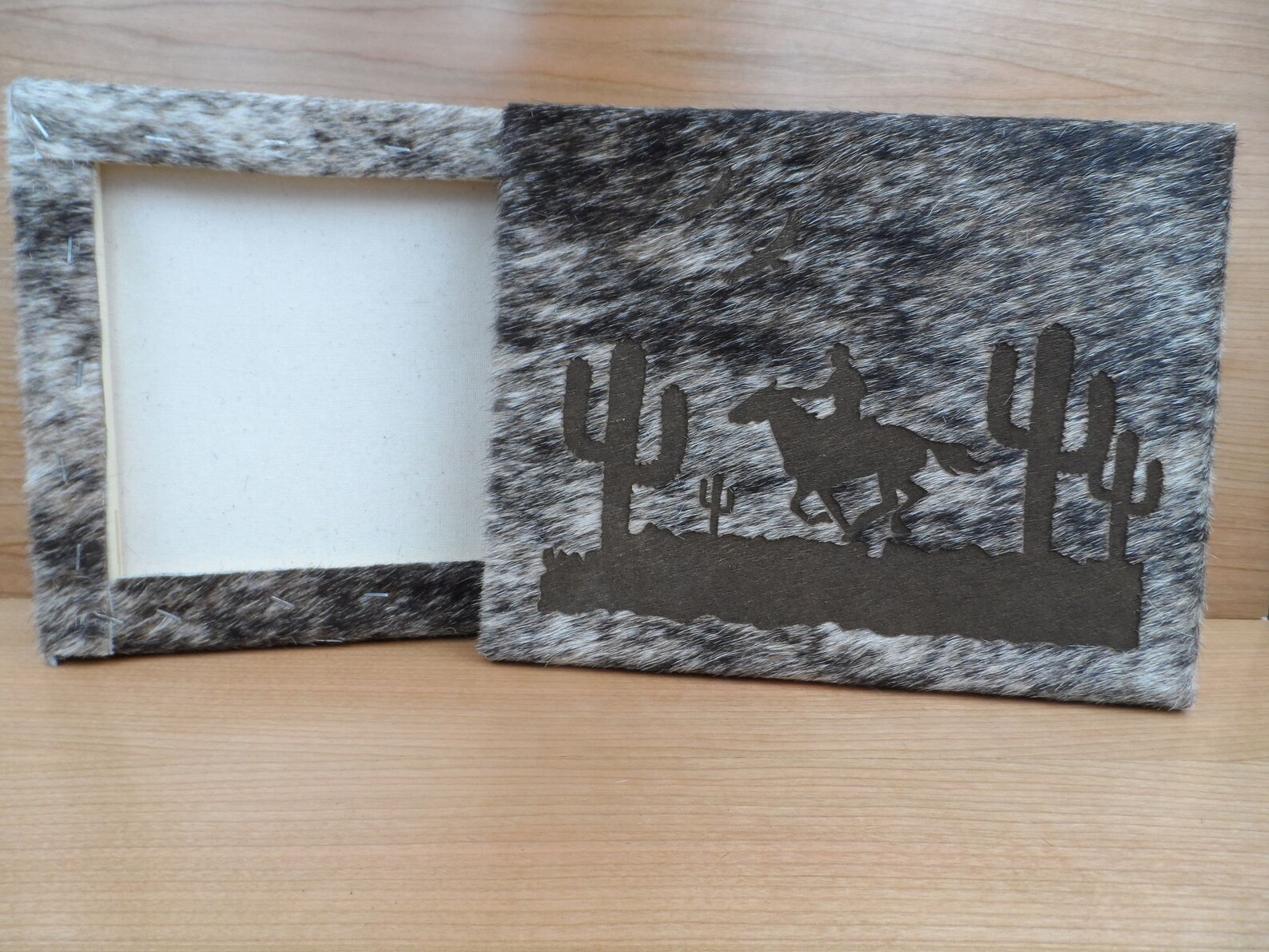 Laser Engraved Cowboy Riding Western Print Cowhide Horse - Etsy