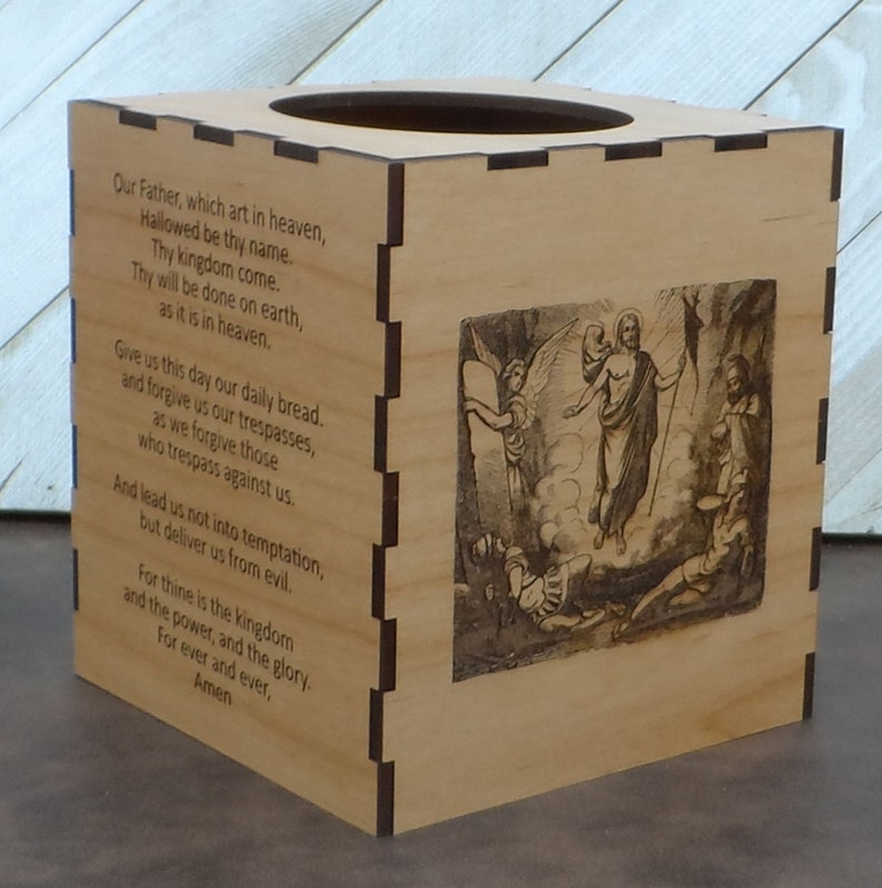 Laser Engraved Wood Tissue Box Cover Square Religious Holder - Etsy