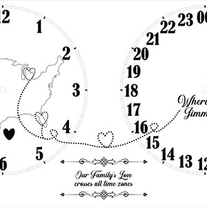 Personalized Dual Time Zone Clock: Laser Engraved Hardwood Wall Decor ...