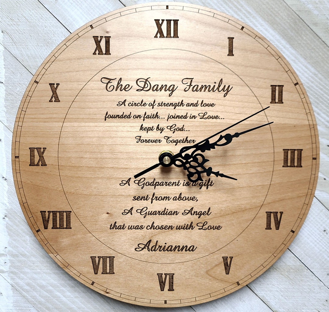 Personalized Clock, God Parents Gift, Anniversary Gift, Home Decoration ...