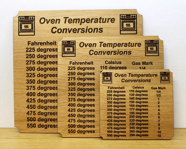 Personalized Wood Fridge Magnet: Oven Temperature Conversion Chart - Etsy