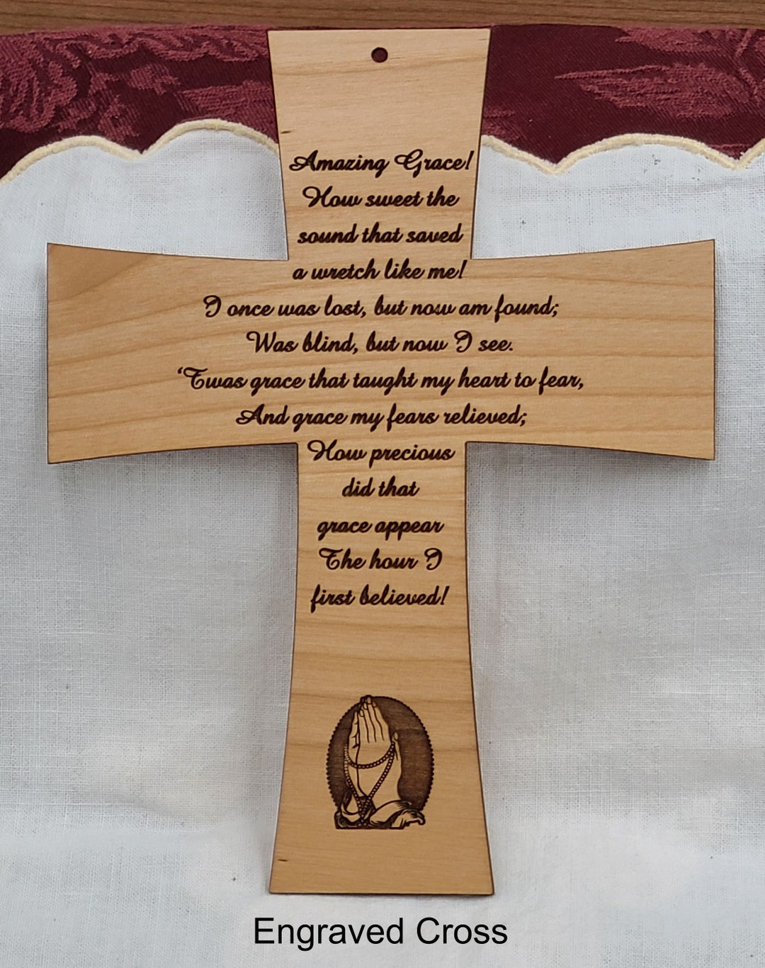 Custom Laser Engraved Cross, Amazing Grace, Religious, Home Decor ...