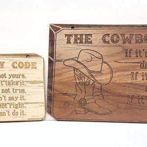 Cowboy Code | Cowboy Decor | Cowboy | Western Decor | Cowboy Sign ...