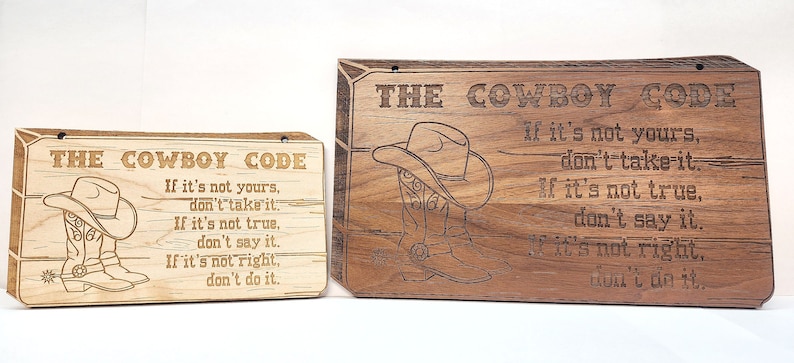 Cowboy Code Sign: Maple Wood Western Decor - Etsy