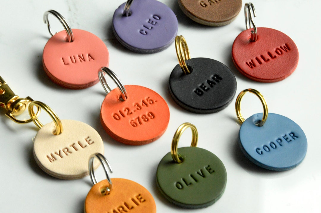 Dog Tag, Leather Tag, Silent ID Tag, Personalized Dog Tag, Small Dog ...