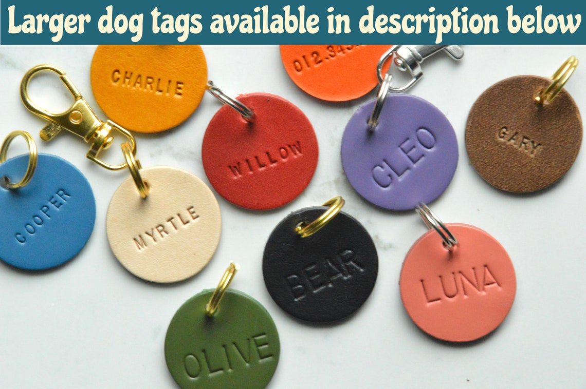 Silent Dog Tag, Engraved Tag, Leather Dog Tag, Personalized Dog Tag ...