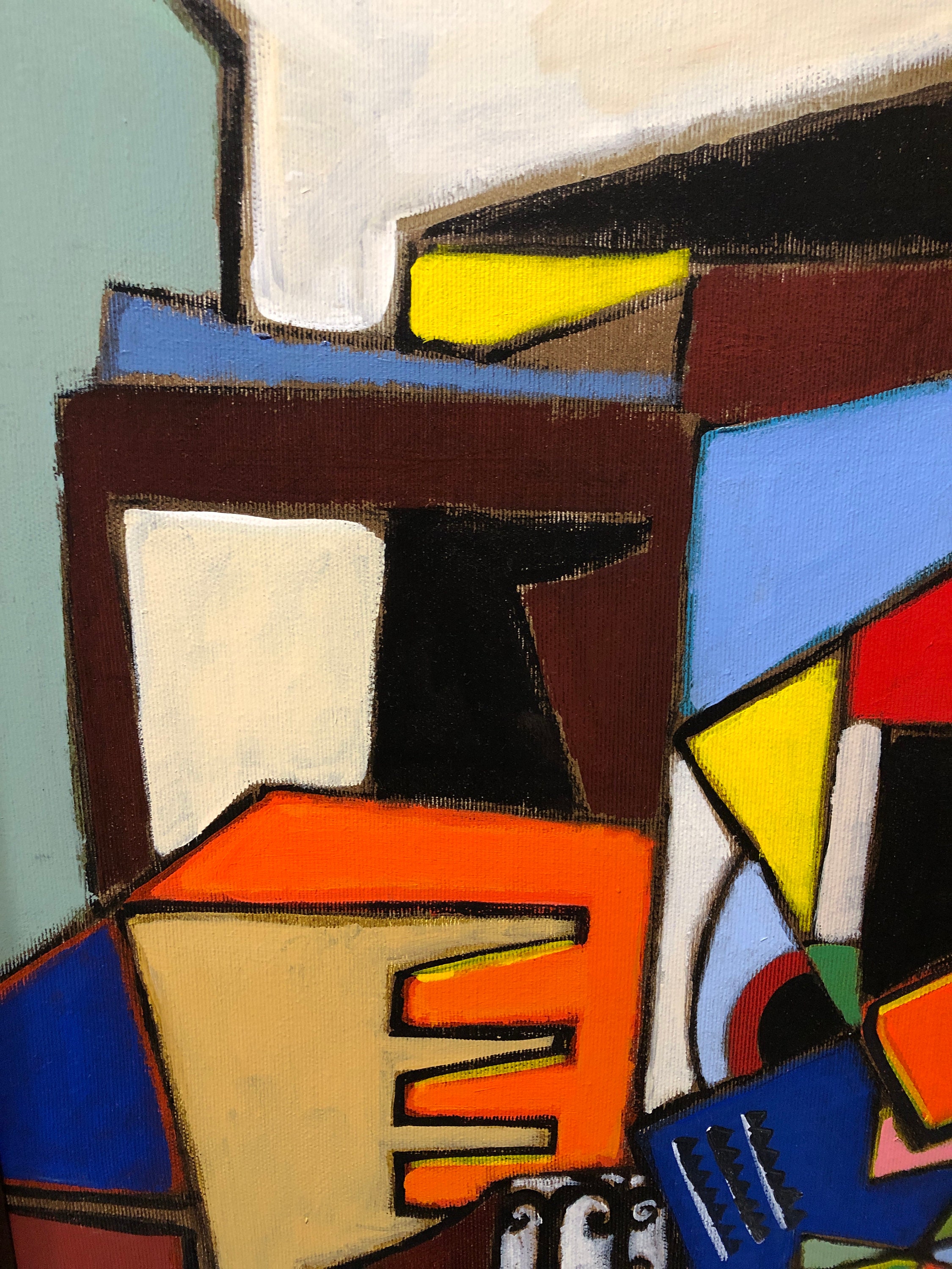 A Bright Monumental Cubist Modern Contemporary Avant-garde Original Oil ...