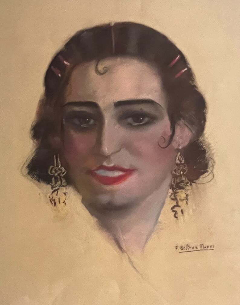 A Rare and Daring Original 1920s Framed Quality Pastel Portrait of a ...
