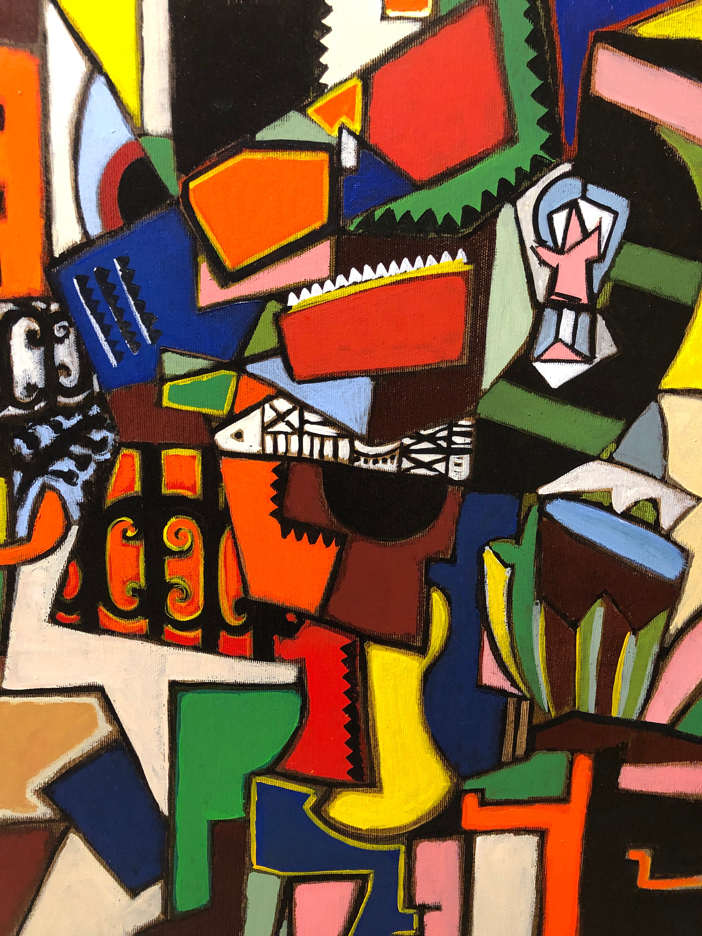 A Bright Monumental Cubist Modern Contemporary Avant-garde Original Oil ...