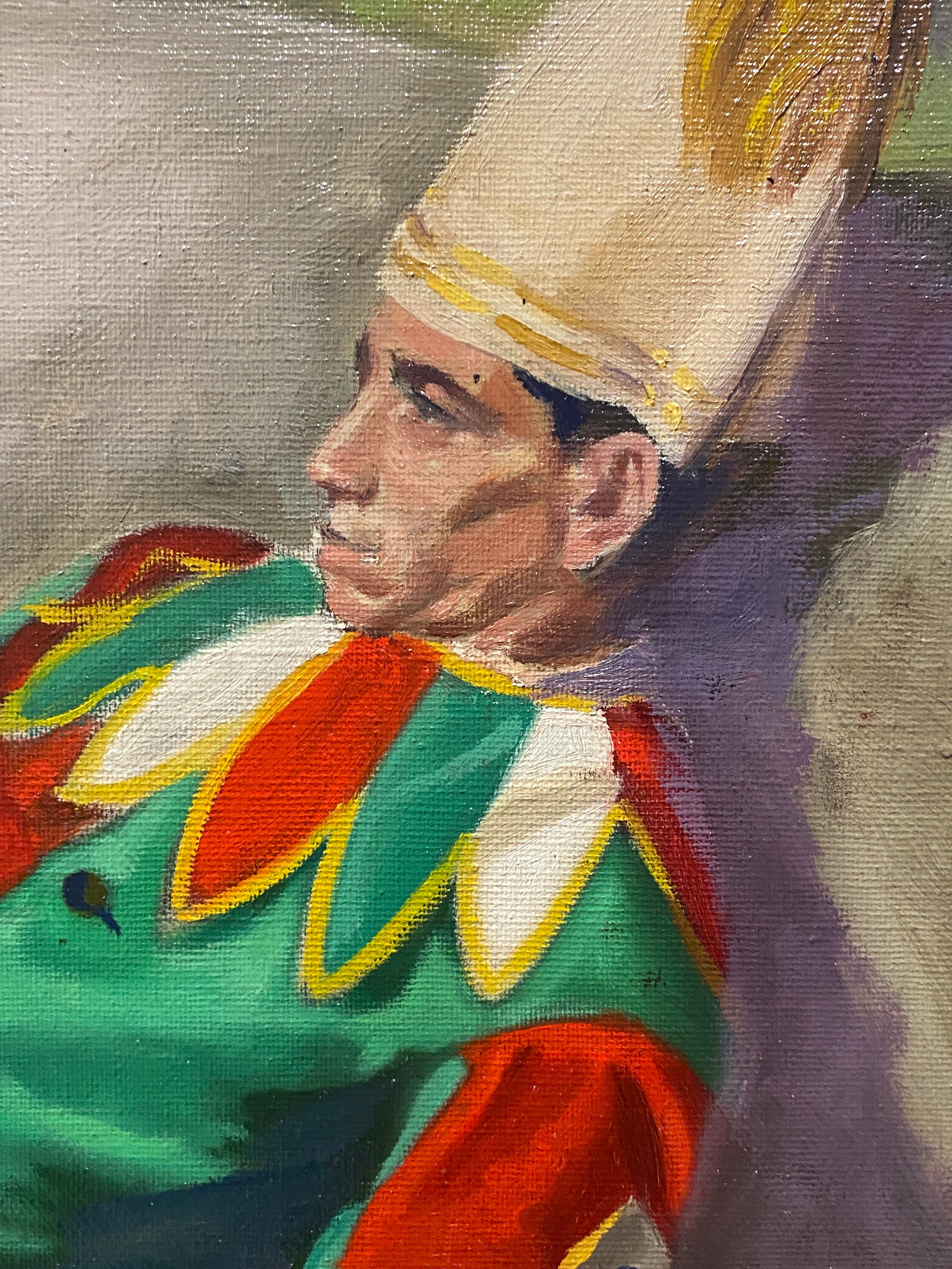 A Tragic Original Oil Painting Containing a Fool's Portrait in Delirium ...