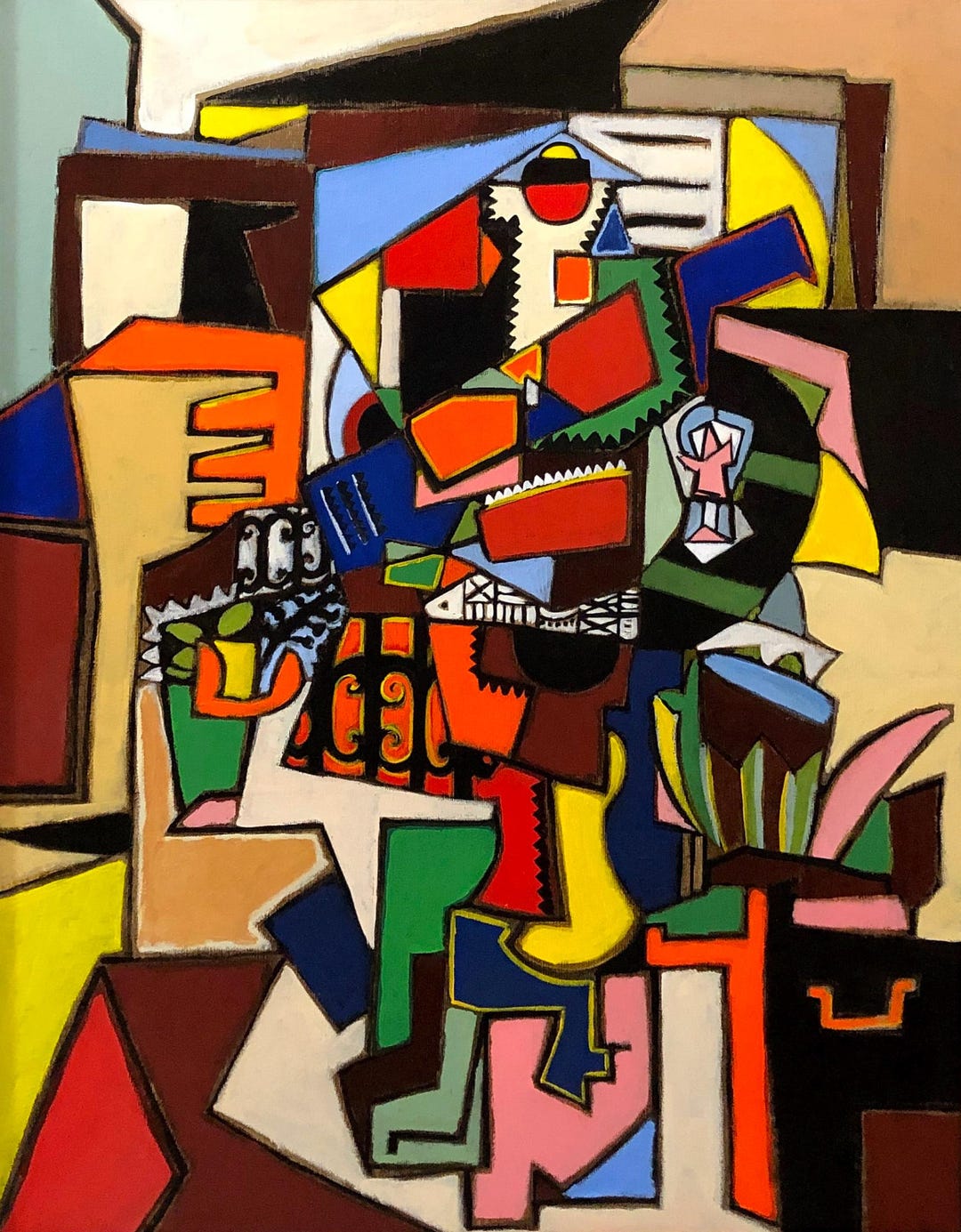 A Bright Monumental Cubist Modern Contemporary Avant-garde Original Oil ...