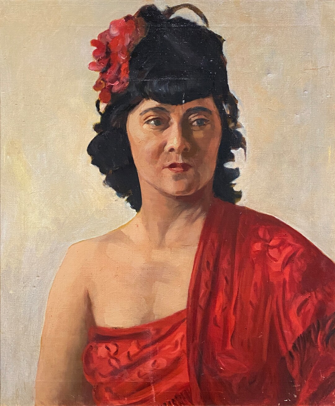 A Racy Spanish Woman Original Oil on Canvas 1950s Portrait Complete ...